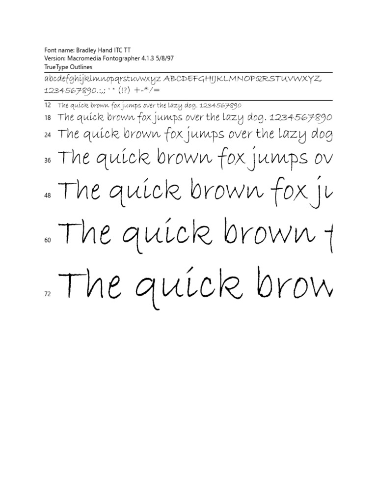 Bradley Hand ITC Font | PDF