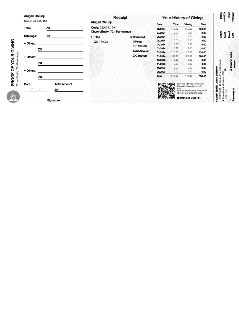 Receipt - 3873 | PDF | Zambia | Numismatics