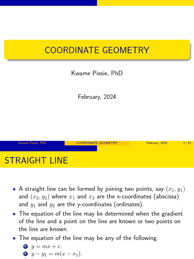 Coordinate Geometry Basics Explained | PDF | Line (Geometry ...