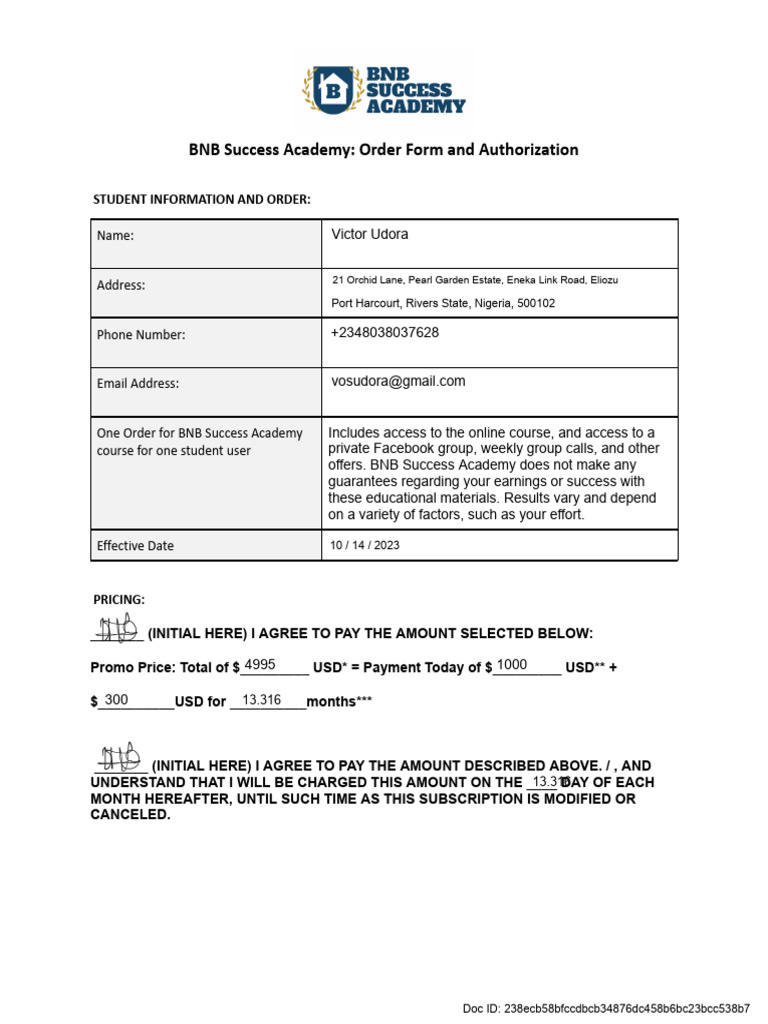 BNB Success Academy - Silver - Payment Plan | PDF | Arbitration | Indemnity