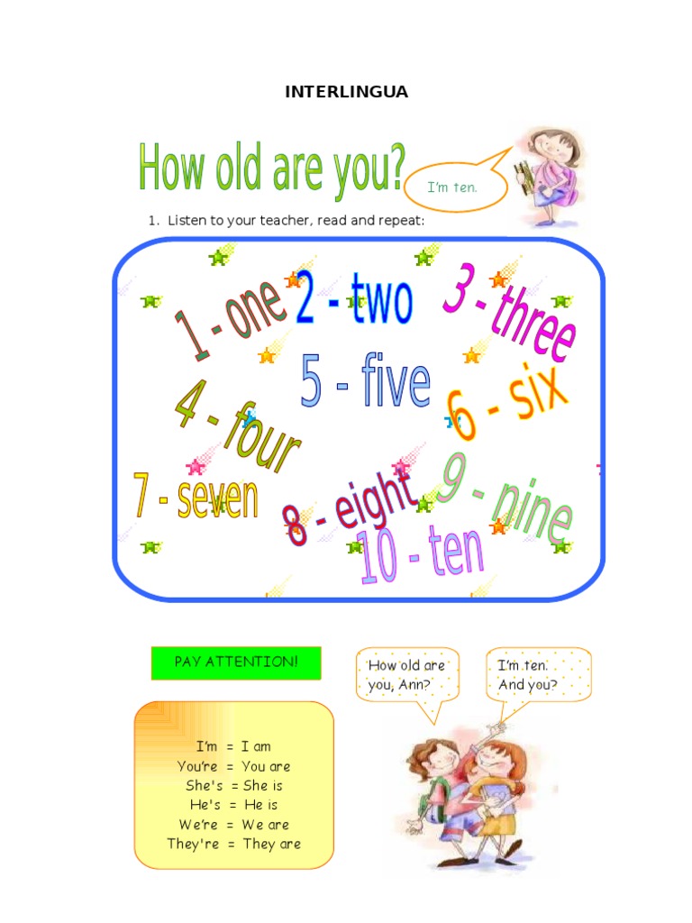 Interlingua Age Practice Worksheet | PDF