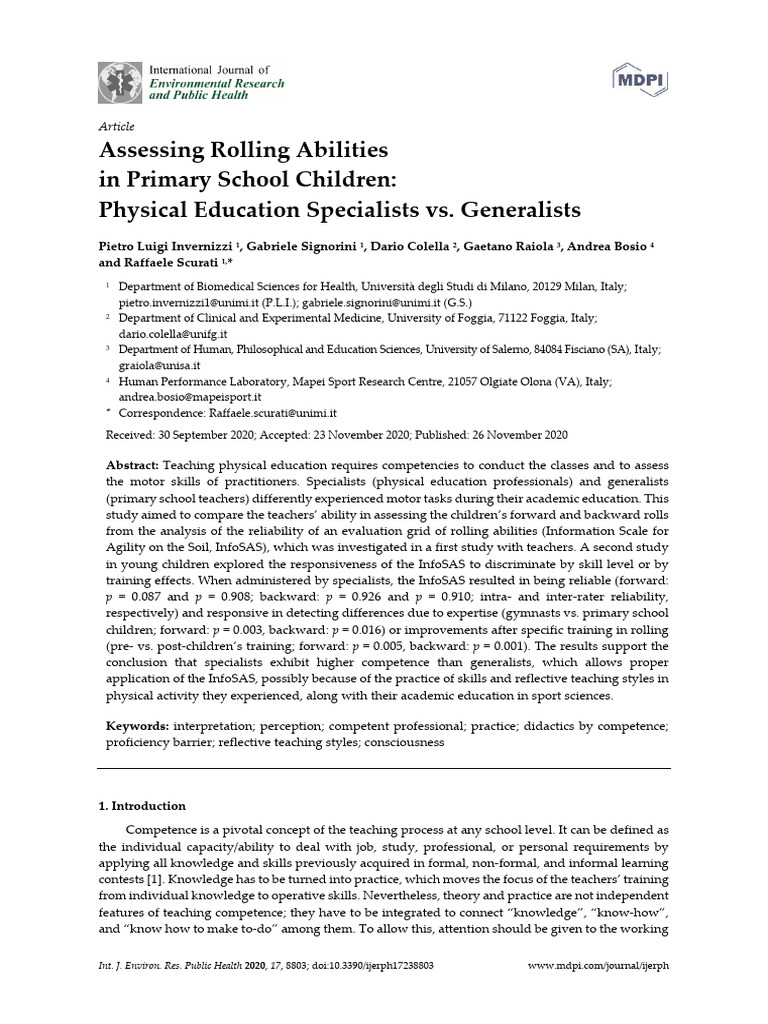 Assessing Rolling Abilities in Primary School Children | PDF ...