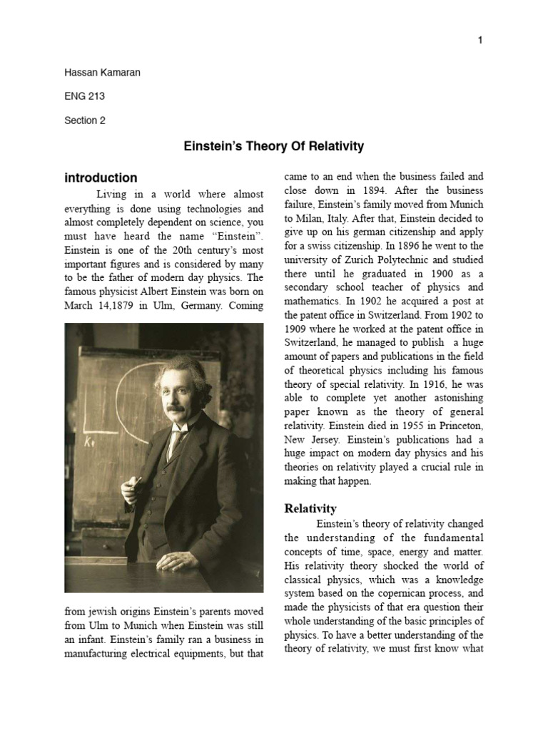 Einsteins Theory of Relativity Introduct | PDF | Theory Of Relativity ...