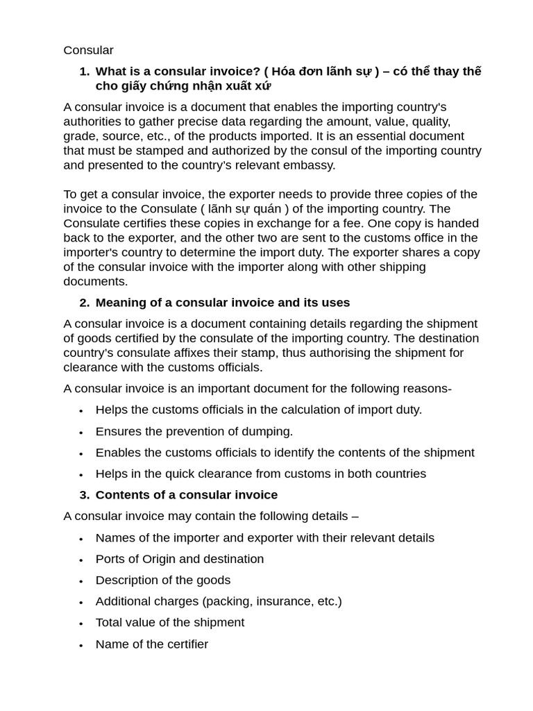 Consular | PDF | Consul (Representative) | Customs