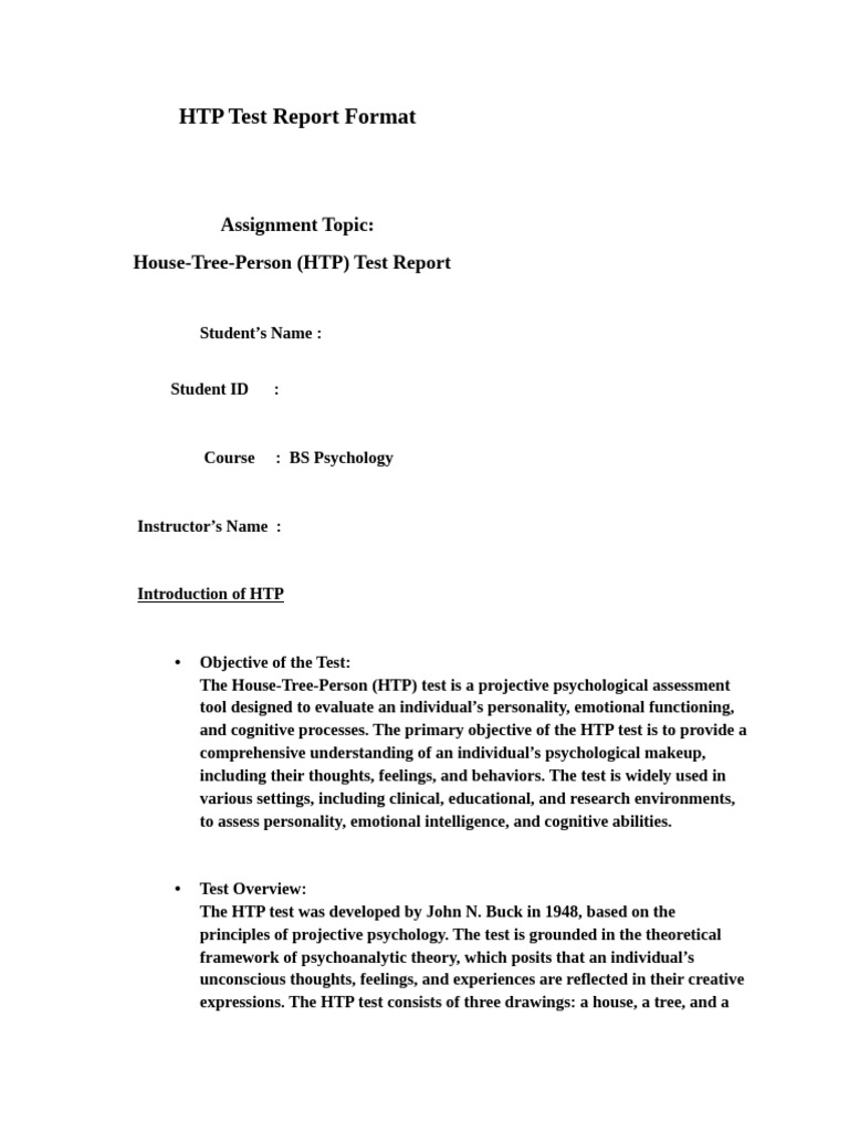HTP Solved Assignment - File1 | PDF | Psychology | Art Therapy
