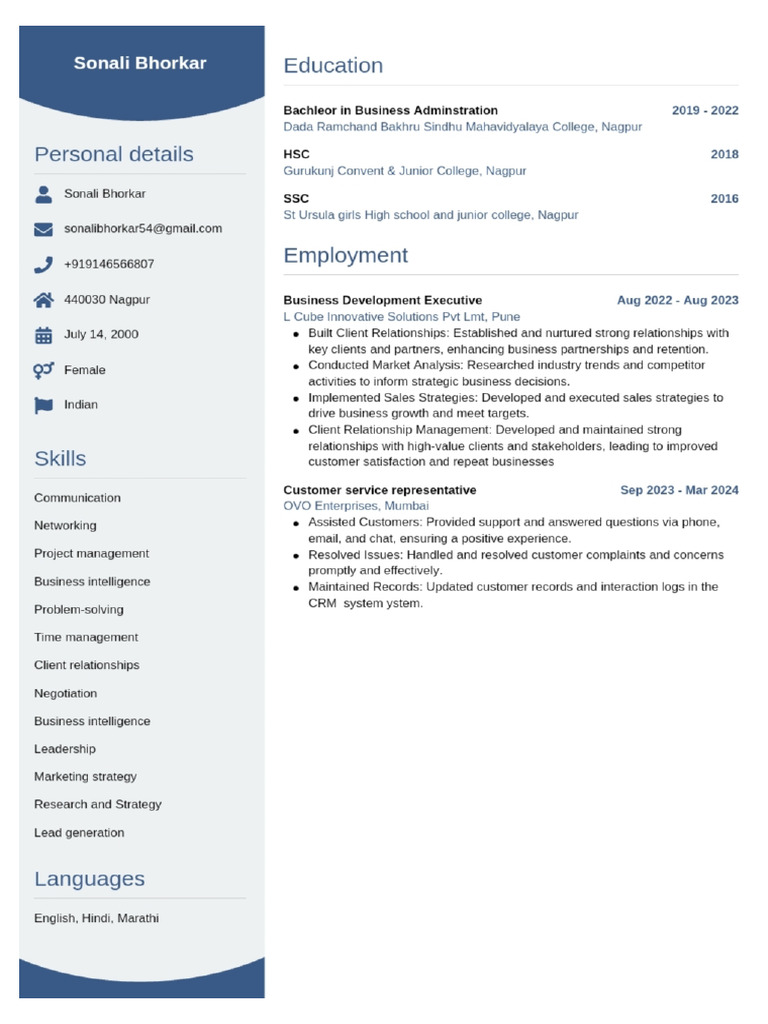 Resume Sonali | PDF