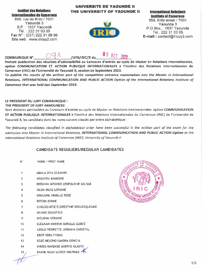 Admis 2023 Capi | PDF