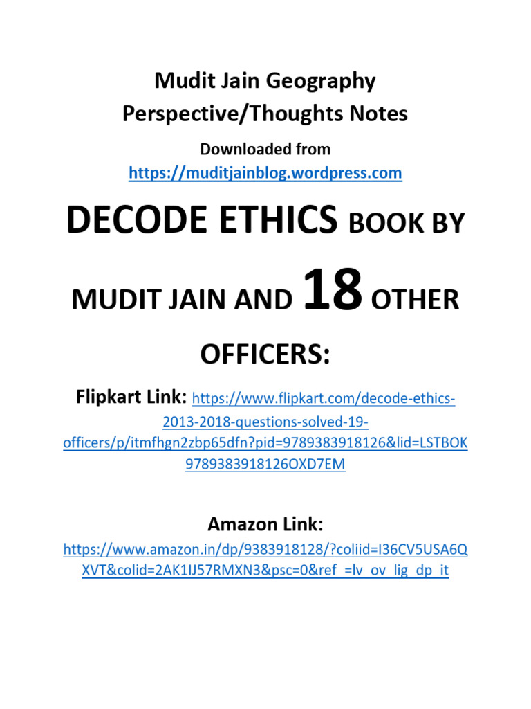 Mudit Jain Perspective Thoughts Notes | PDF