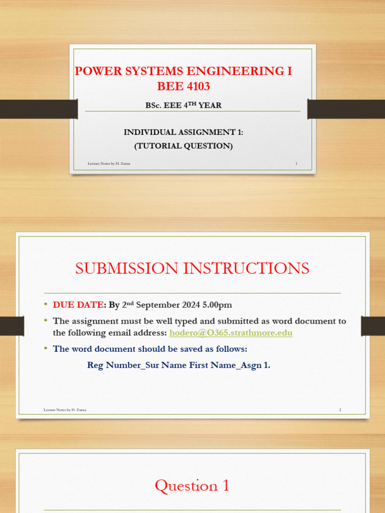 BEE 4103 Individual Assignment 1 - Tutorial Questions | PDF