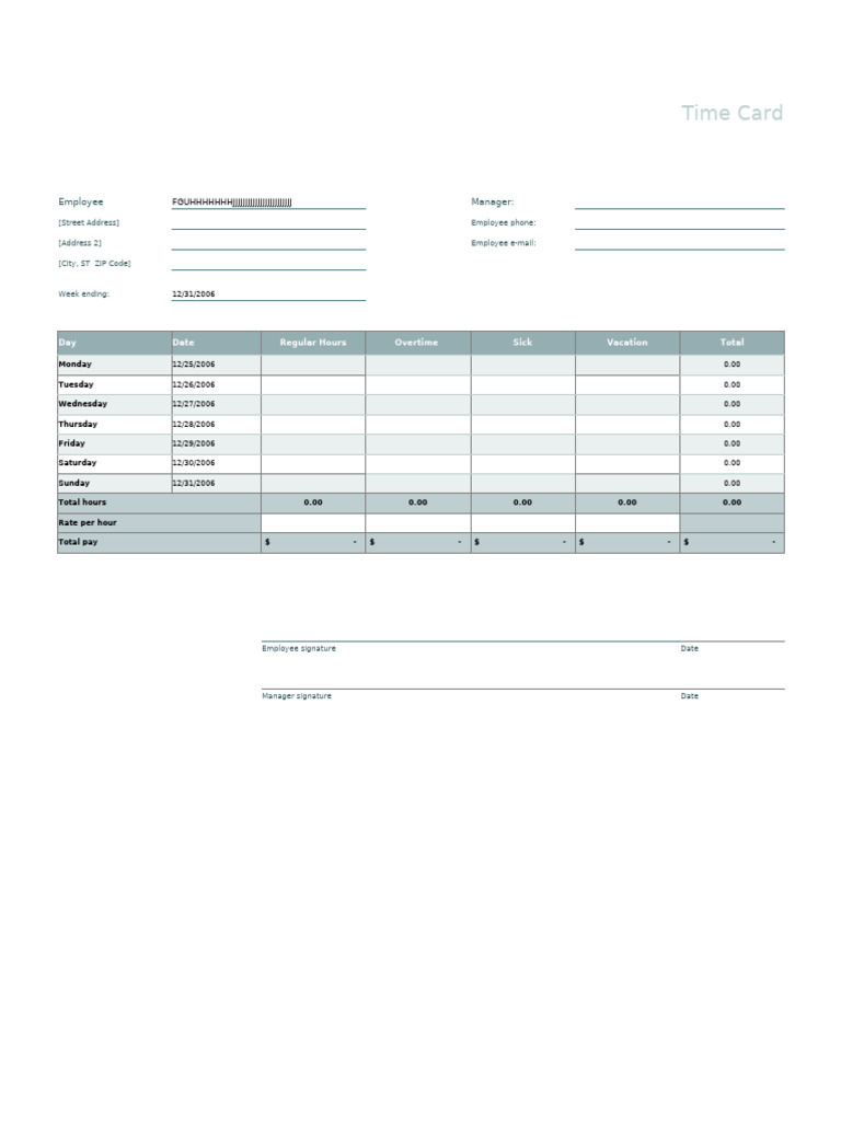 Time Card 18888888888899999999999999990 | PDF