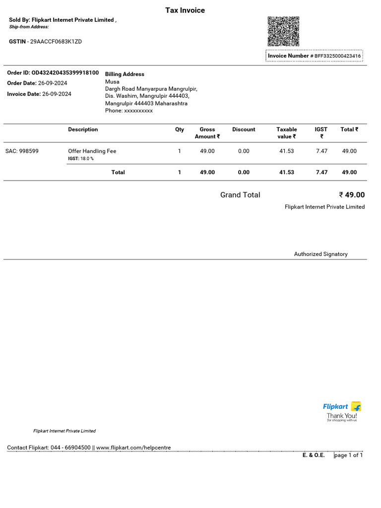 Tax Invoice for Musa | PDF | Government | Taxation