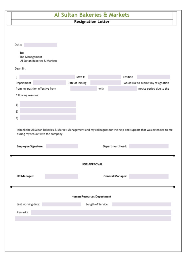 Resignation Form | PDF