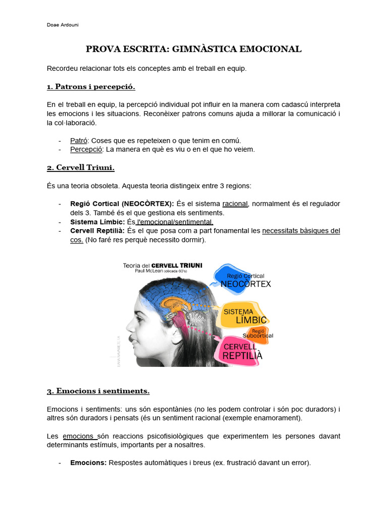 Resum Prova Escrita - Gimnàstica Emocional | PDF