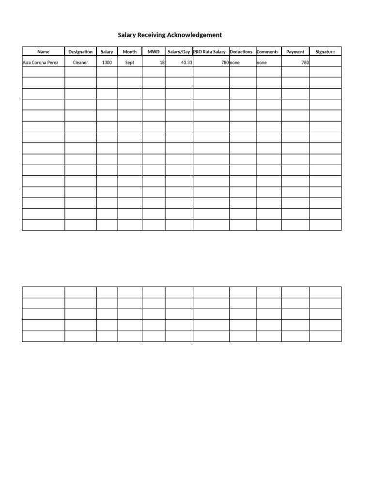 Employee Salary Receipt Form | PDF