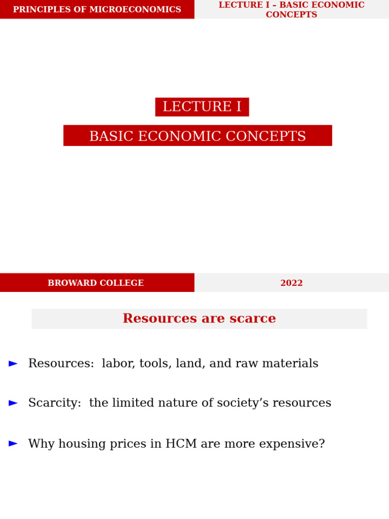 Lecture 1. Basic Concepts | PDF | Opportunity Cost | Labour Economics