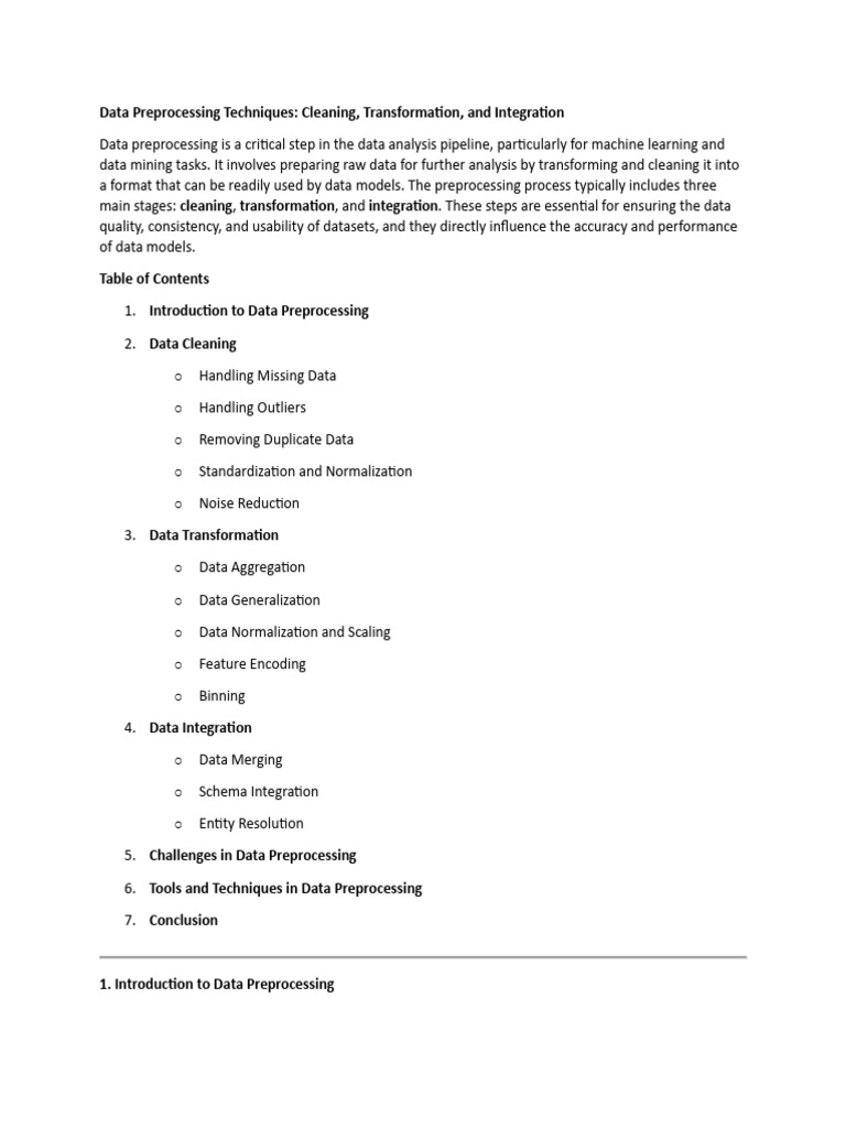 Data Preprocessing Techniques Cleaning Transformation and Integration ... Data Preprocessing Techniques Cleaning Transformation and Integration ...