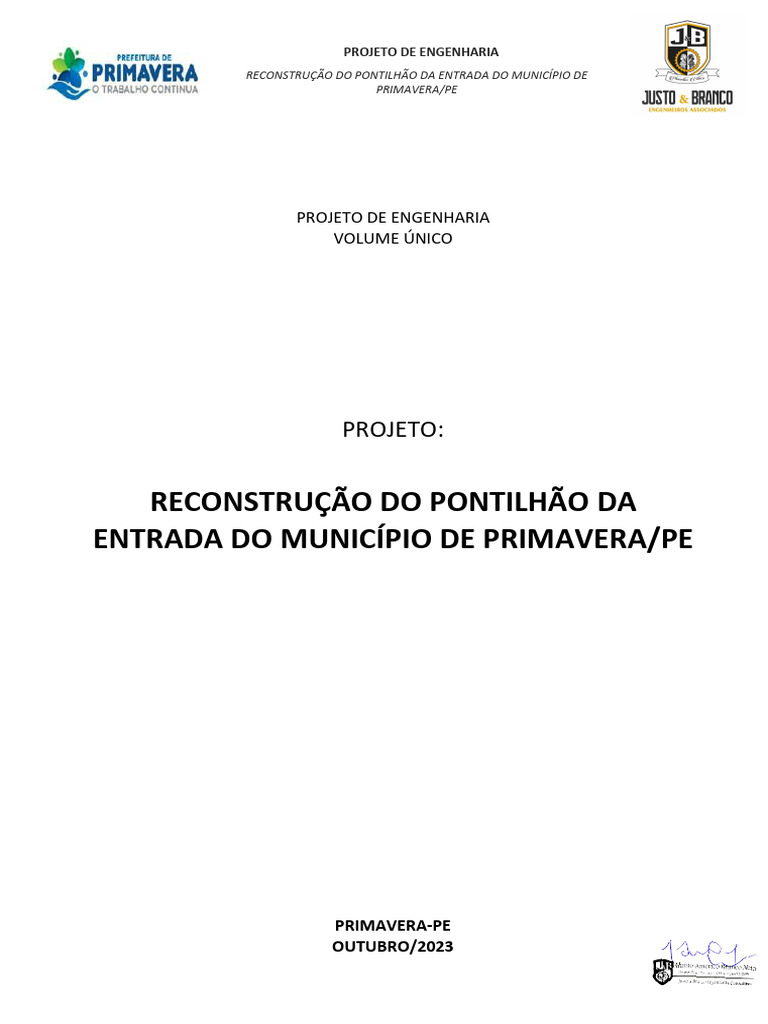 Projeto Basico Pontilhao de Primavera | PDF | Concreto | Tráfego