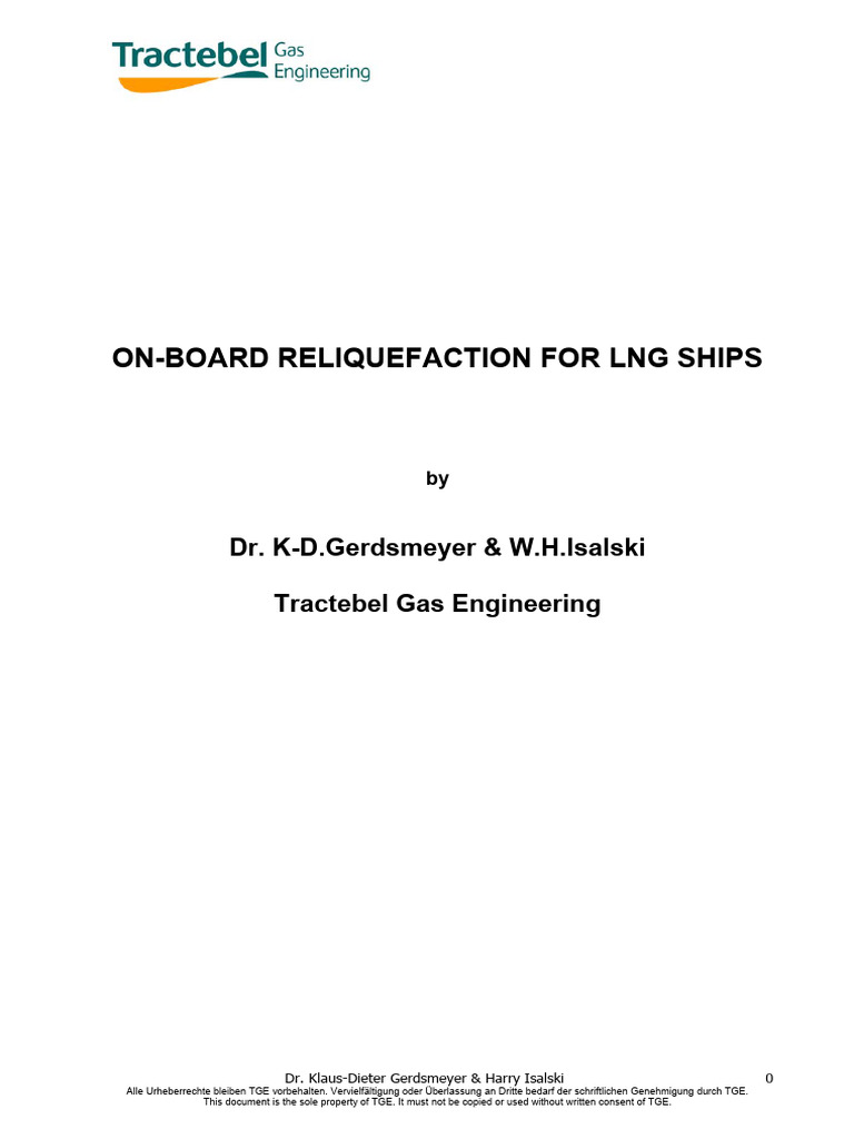 On-Board BOG Reliquefaction for LNG Ships | PDF | Liquefied Natural Gas ...