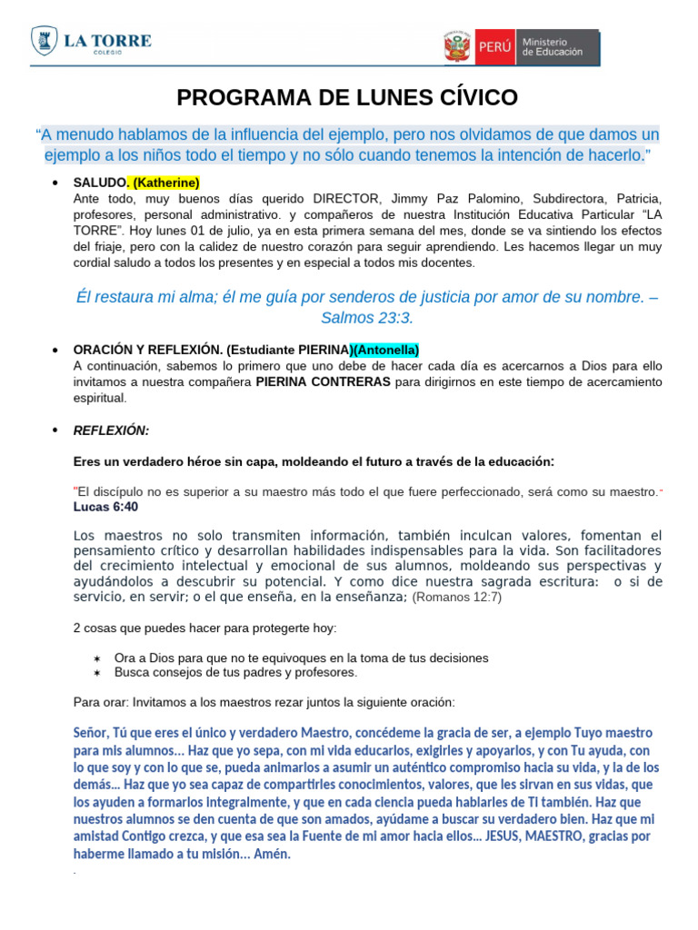 Programa Lunes Civico 01-07-24 | PDF