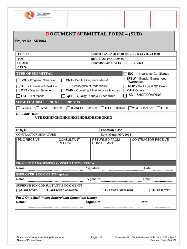 008-Document Submittal Form | PDF