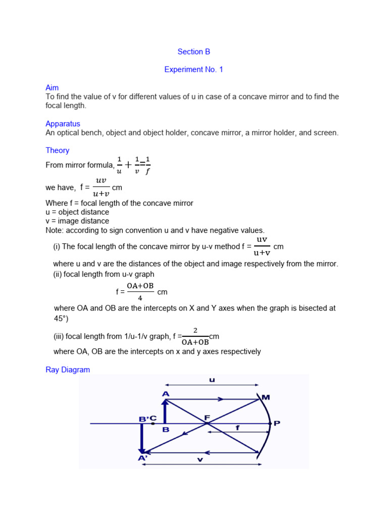 Grade 12 Experiments Section B2023 | PDF | Optics | Mirror