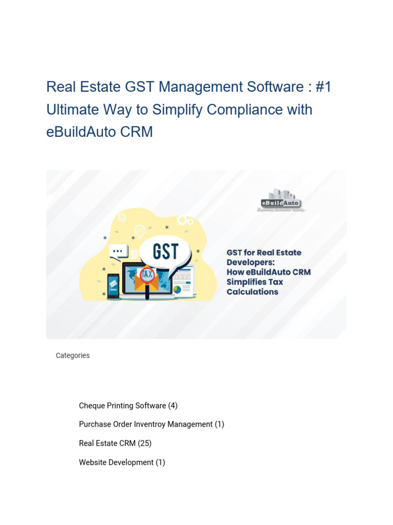 Real Estate GST Software Guide | PDF | Taxes | Value Added Tax