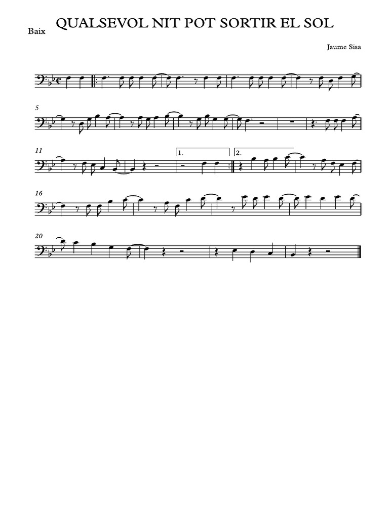 Qualsevol Nit Pot Sortir El Sol en Si B Baix | PDF