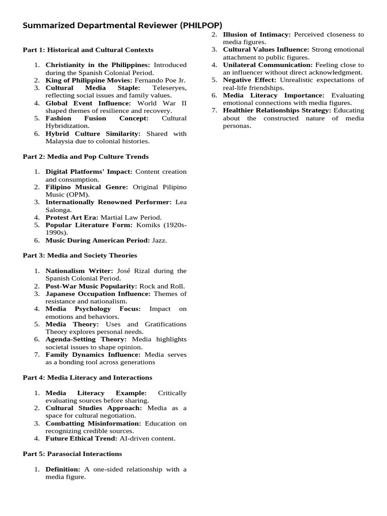 Summarized-Departmental-Reviewer-PHILPOP | PDF | Psychological Concepts | Psychology