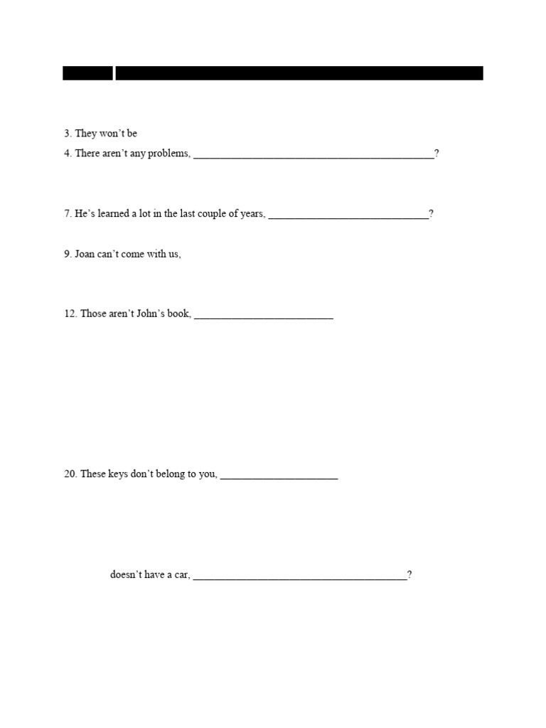 Exercise Tag Questions | PDF