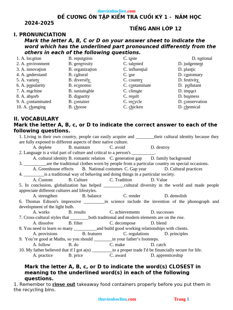 English Exam Review Guide 2024-2025 | PDF | Urban Agriculture | Agriculture