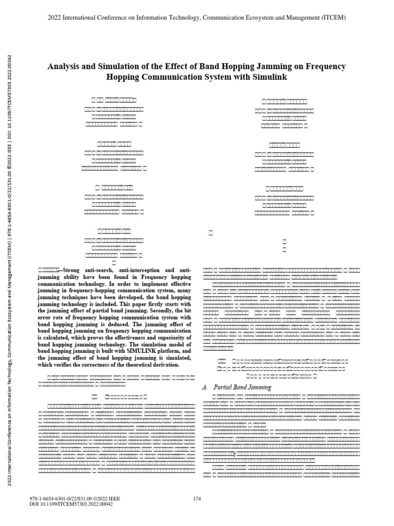 Analysis and Simulation of The Effect of Band Hopping Jamming On Frequency Hoppi | PDF ...