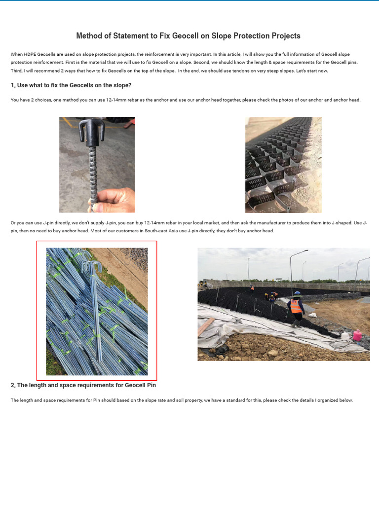 Geocell Slope Protection Installation Guide | PDF