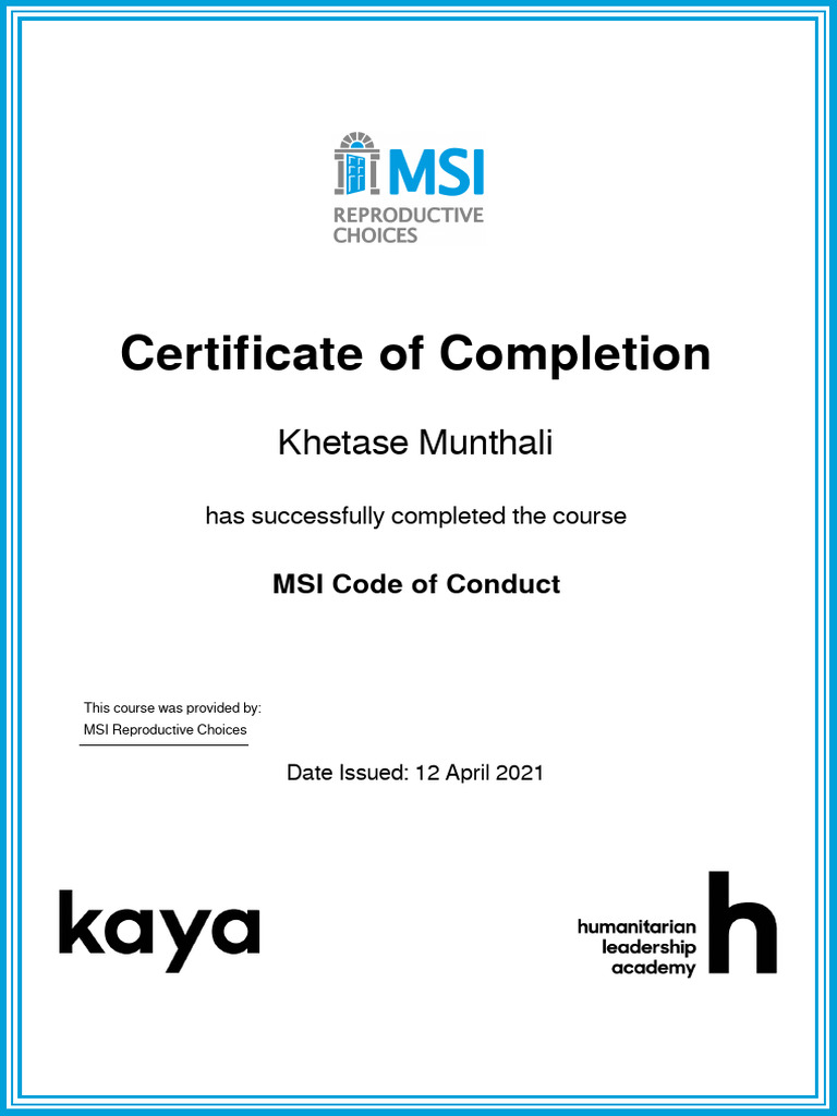 COFC - Completion Certificate | PDF
