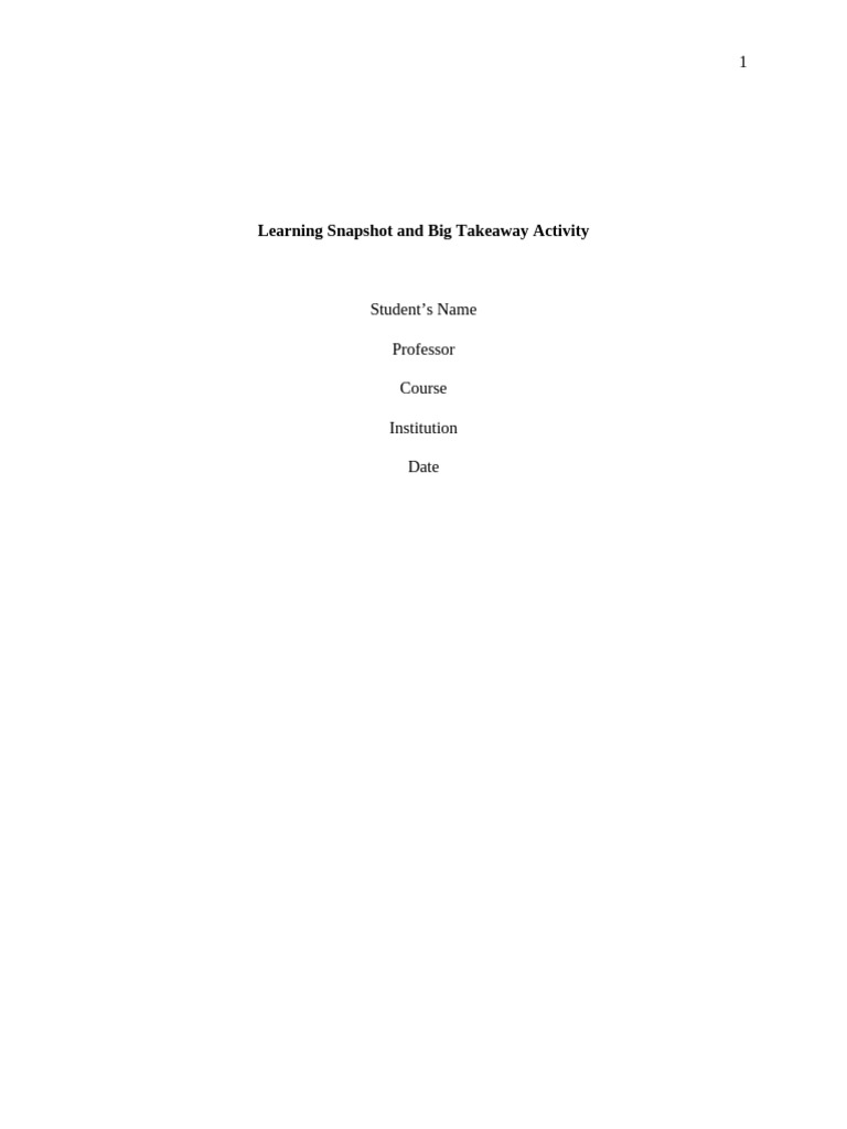 Learning Snapshot and Big Take - Edited | PDF | Teachers | Learning