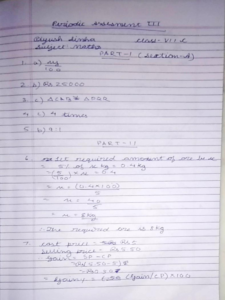 Piyush Sinha 7 C Maths PT 3 | PDF