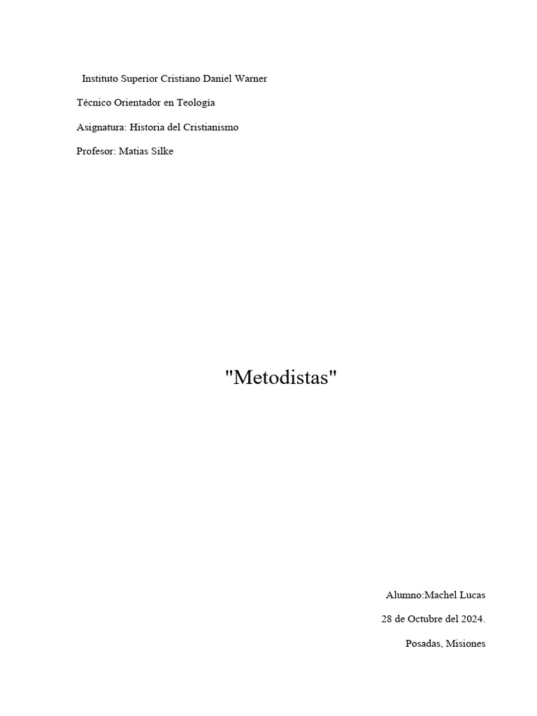 Historia del Metodismo y John Wesley | PDF | metodismo | Gracia divina