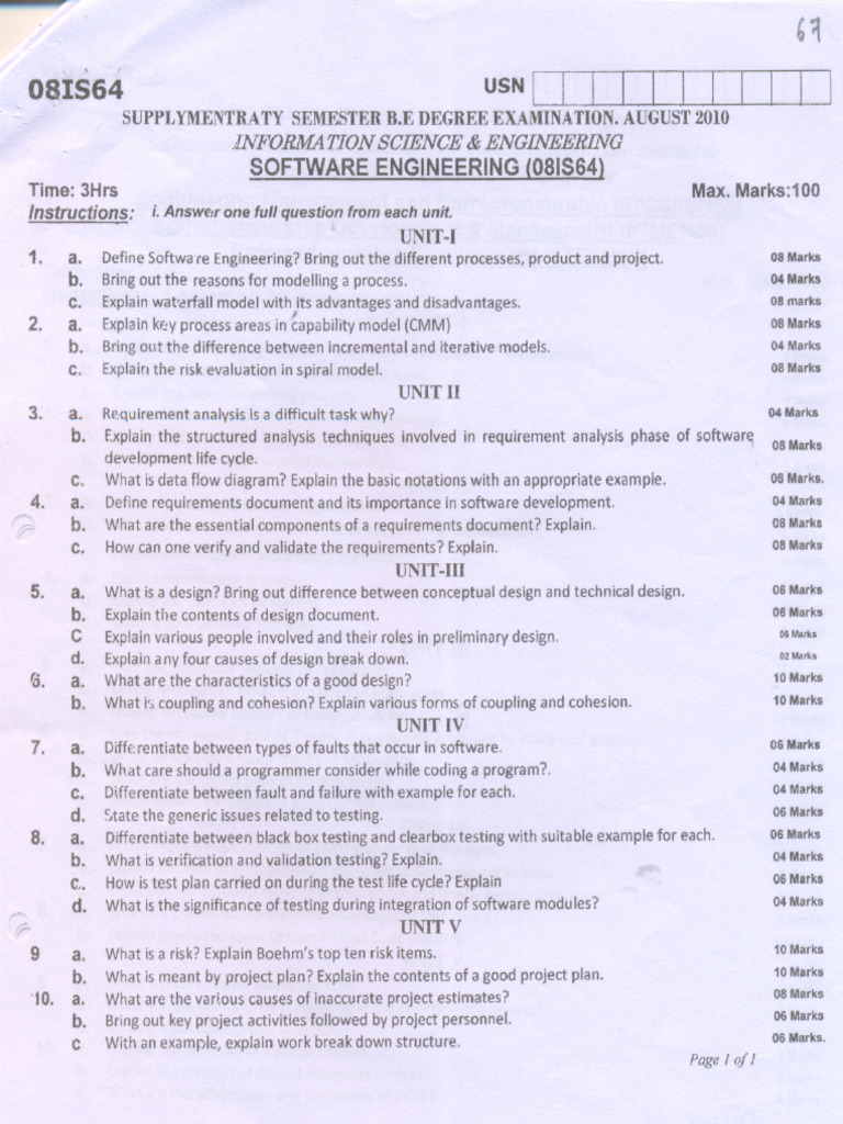 Software Engineering Exam Questions Guide | PDF | Software Development ...