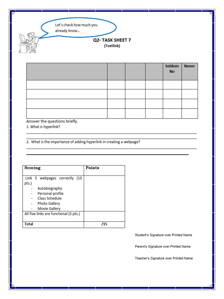 Q2 Task Sheet 7 Textlink | PDF