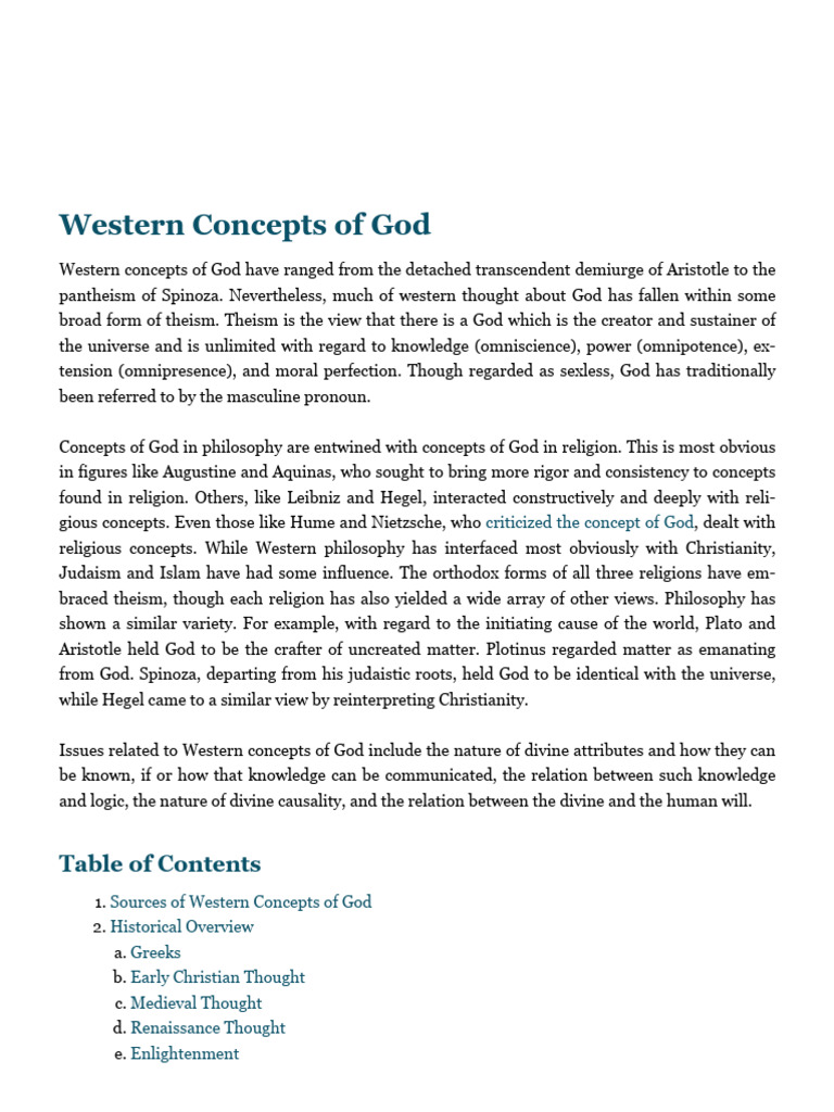Western Theism and Divine Concepts | PDF | God | Reason
