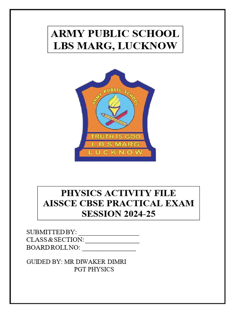 Physics Activity File for AISSCE 2024-25 | PDF