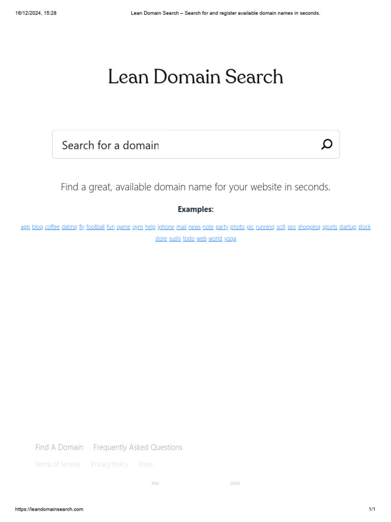 Lean Domain Search - Search For and Register Available Domain Names in ...