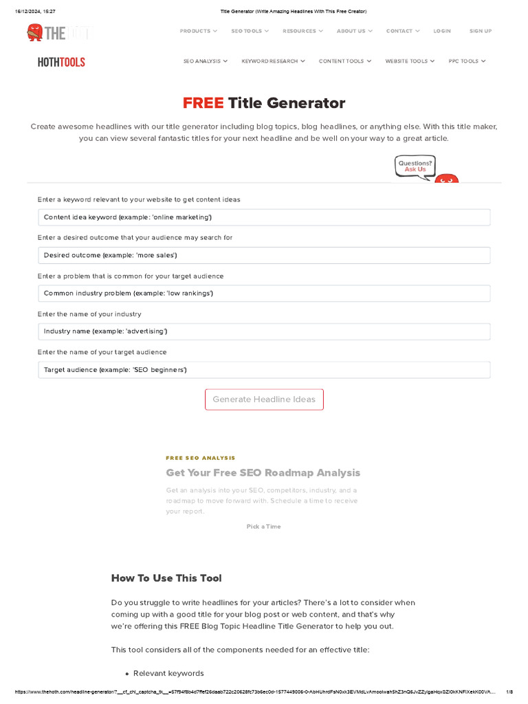 Free Blog Title Generator Tool | PDF | Search Engine Optimization | Blog