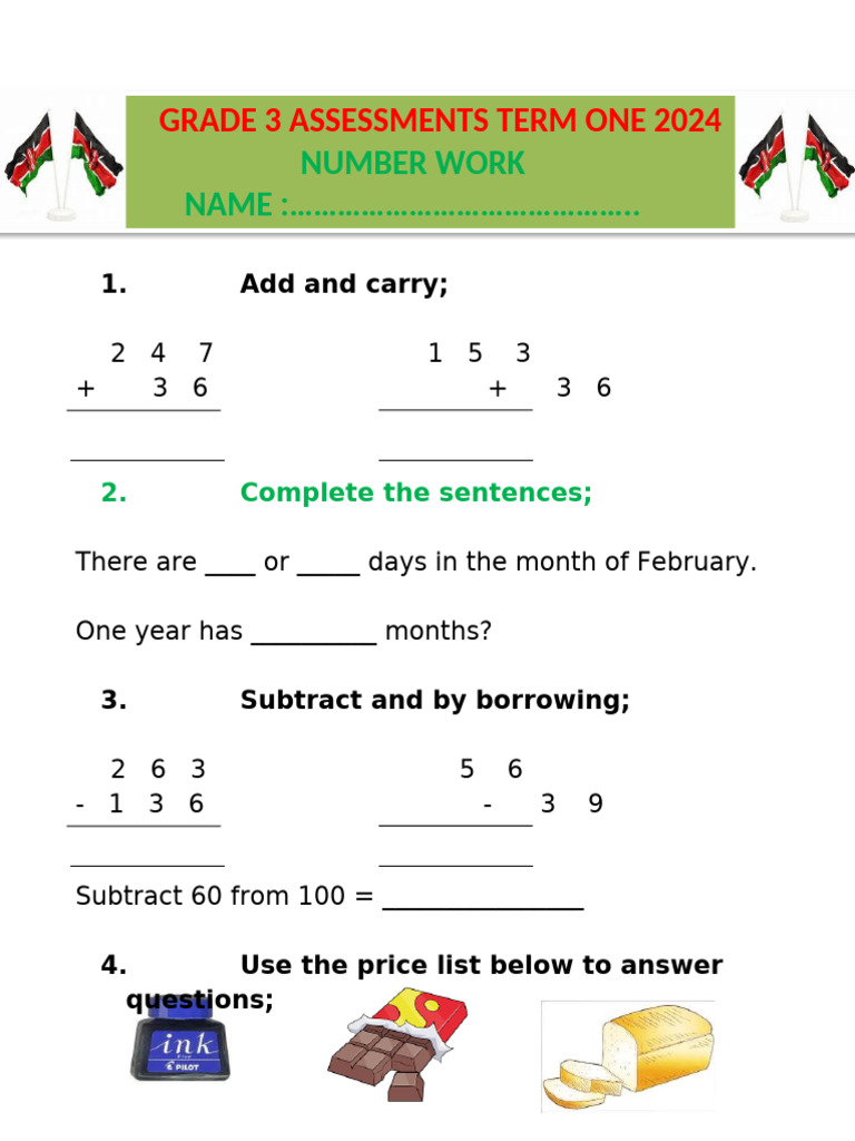 Grade 3 Math Assessment 2024 | PDF