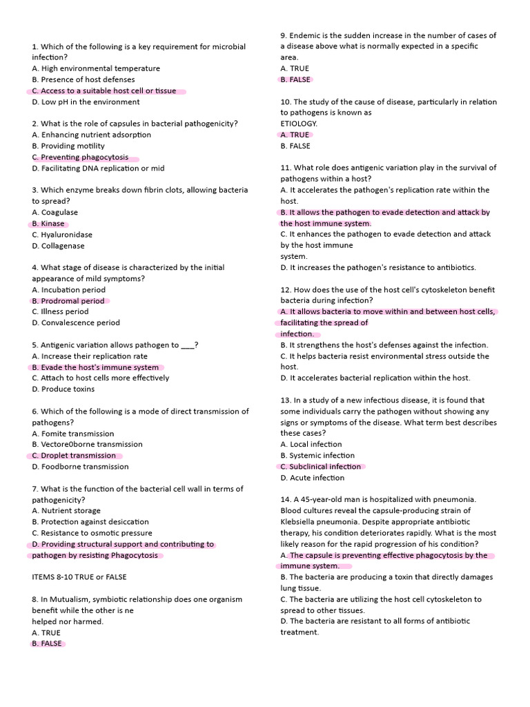 MICROBIO-LONG-QUIZ-2-no-ans | PDF | Streptococcus | Immune System