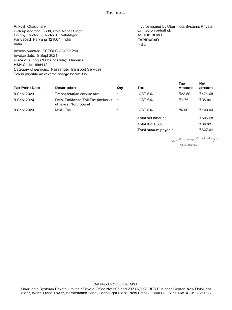 Taxi Bill | PDF | Invoice | Taxes