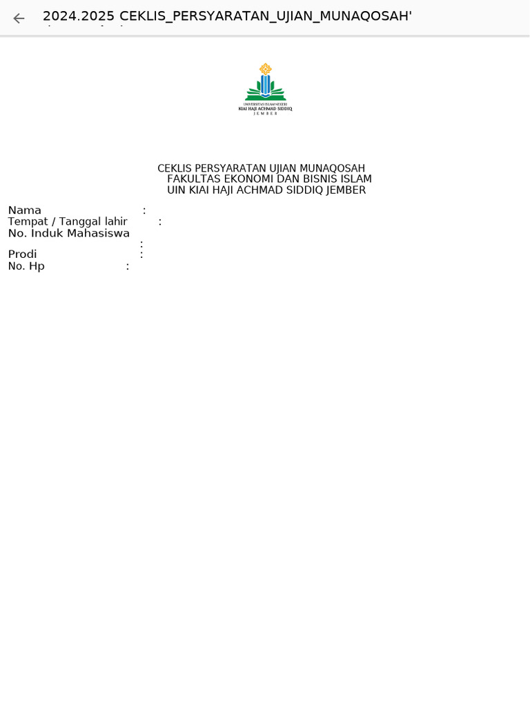 2024.2025+Ceklis Persyaratan Ujian Munaqosah27+Dengan+Anda 1730764831980 | PDF