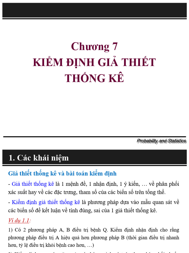Chuong 7 - Kiem Dinh Gia Thiet Thong Ke | PDF