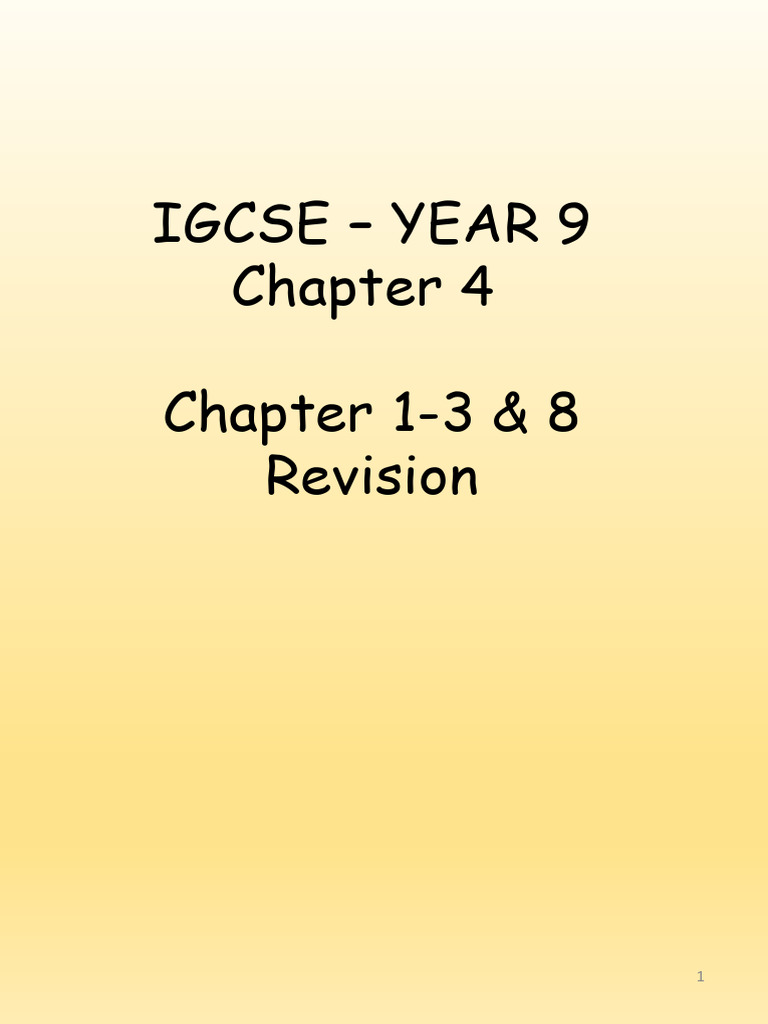 IGCSE Y9 Chapter 1-3, 8 Revision Units - Boo | PDF