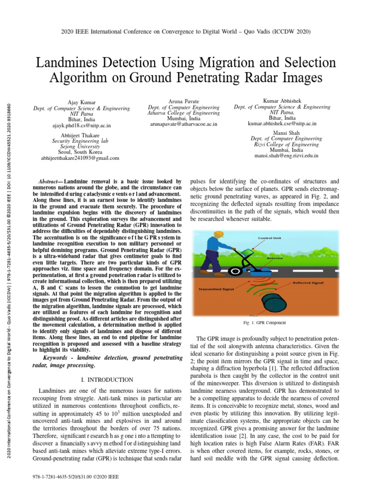 Landmines Detection Using Migration and Selection Algorithm On Ground Penetrating Radar Images ...