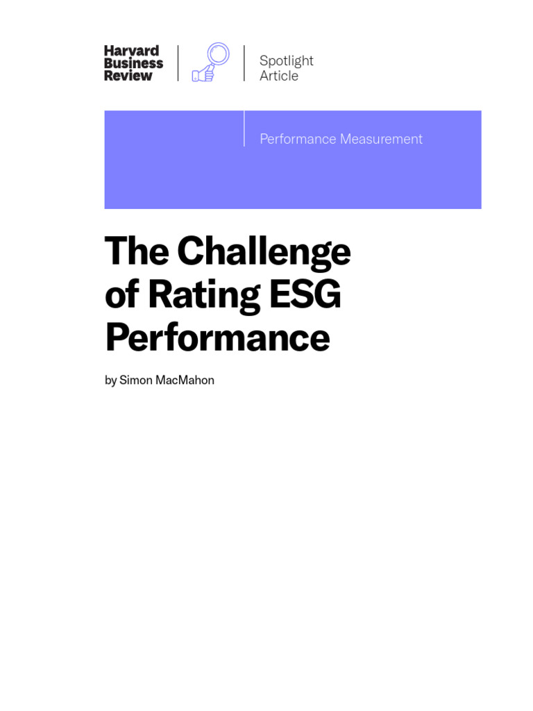 Session 13 - The Challenge of Rating ESG Performance | PDF | Risk ...